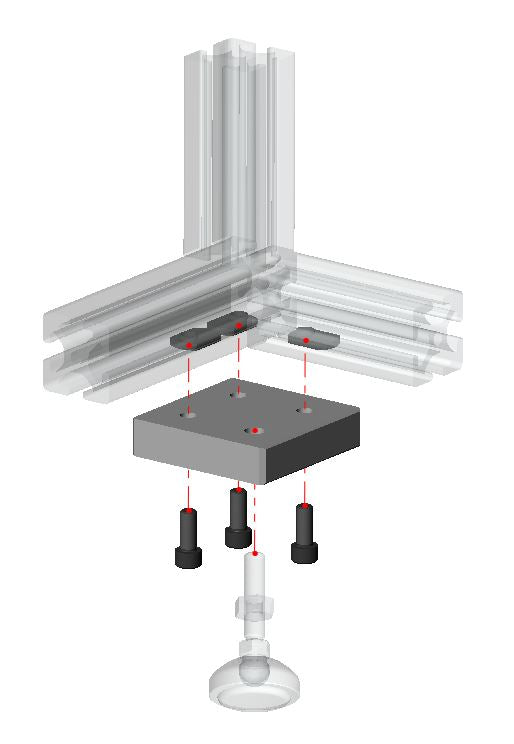 Base plate, Level Feet & Wheels – T-Slot ModBuild