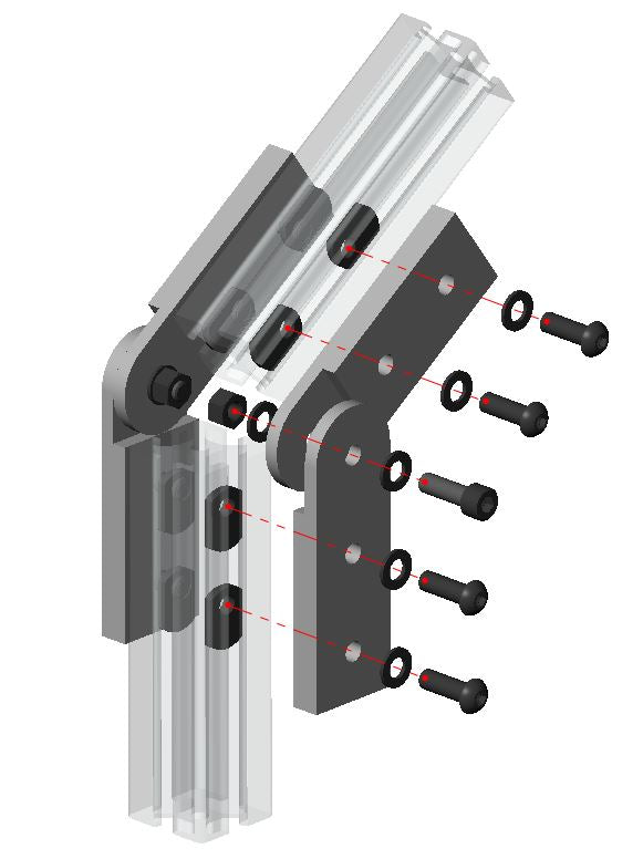 4040 T-Slot 3-Hole Recessed Straight Pivot Assembly - 120mm Long Arm ...